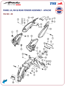 TVS Apache RTR 160 - Panel LH,RH & Rear Fender Assembly - Apache
